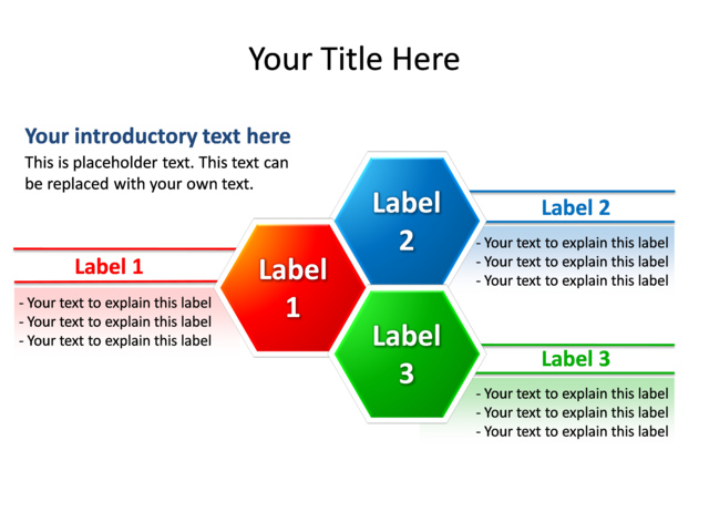 PowerPoint Slide - Diagram Hexagon - Multicolor - 3 Hexagons - TG124 ...