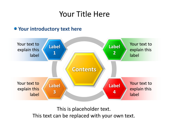 PowerPoint Slide - Diagram Hexagon - Multicolor - 5 Hexagons - TG123 ...