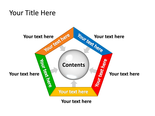 PowerPoint Slide - Diagram Sections - Multicolor - 5 Sections - TG185 ...