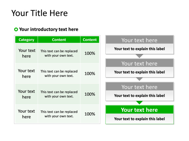 PowerPoint Slide - Diagram Text Box and Table - Green - 4 Boxes - TG384 ...