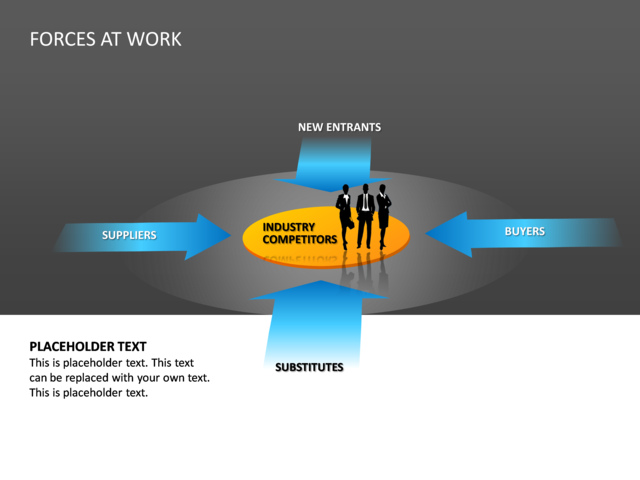 PowerPoint Slide - Forces At Work Diagram - 3D - Blue - 4 Forces - cg ...