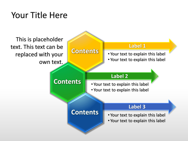 PowerPoint Slide - Hexagon Diagram - Multicolor - 3 hexagons - TG68 ...