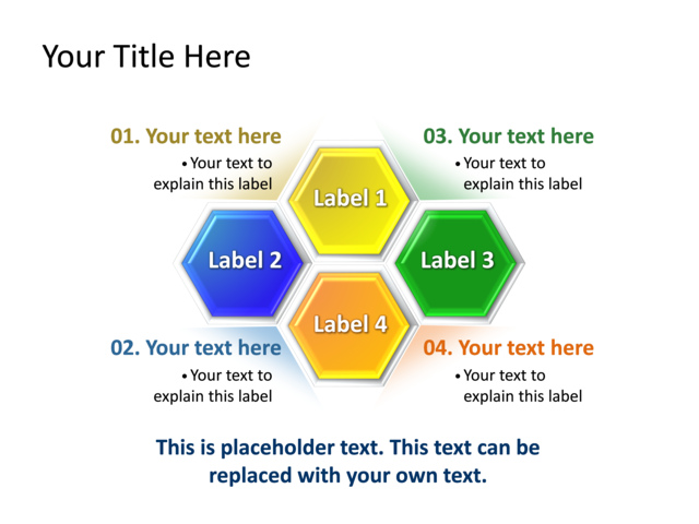 PowerPoint Slide - Hexagon Diagram - Multicolor - 4 hexagons - TG72 ...