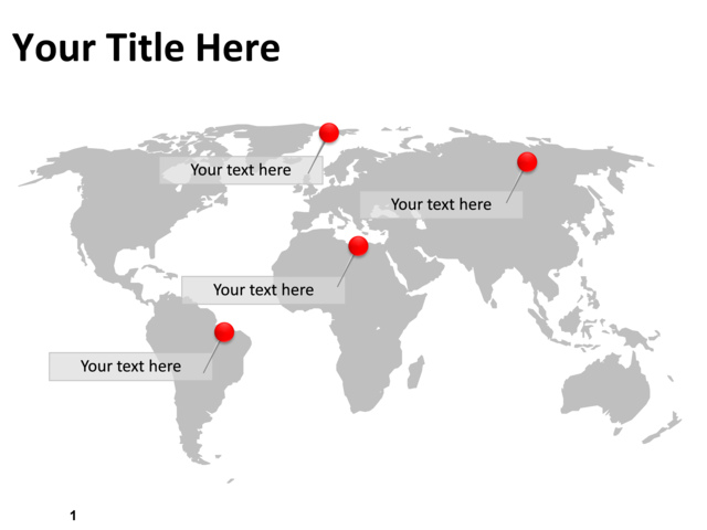 PowerPoint Slide - Map of the world - Gray - PL97 | CrystalGraphics.com