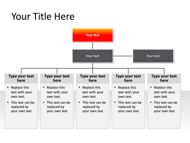 PowerPoint Slide - Organization Chart - 3 levels - red - PL382 ...