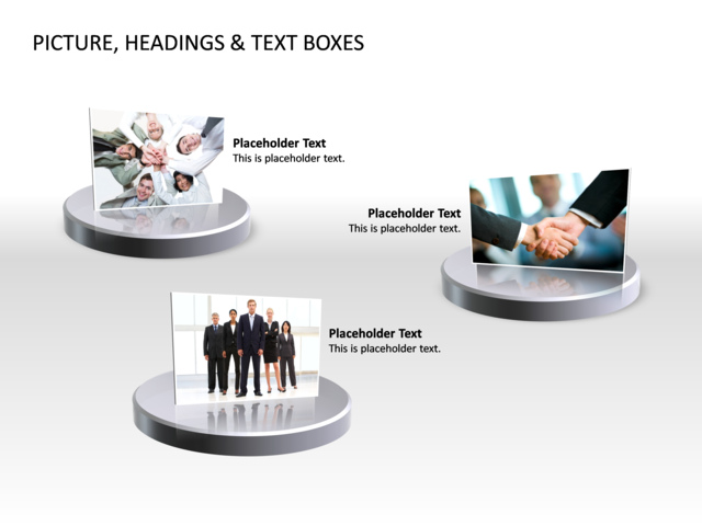 PowerPoint Slide - Picture Headings_Text Boxes Diagram - 3D - Gray - 3 ...