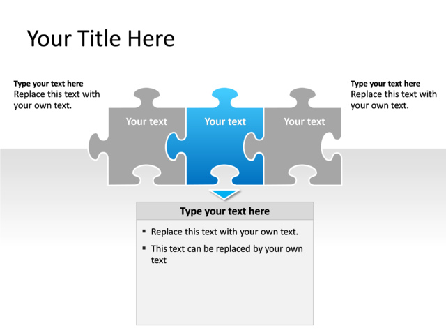 PowerPoint Slide - Puzzle Diagram - 3-Pieces - Blue - PL238 ...