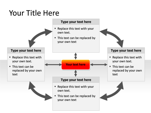 PowerPoint Slide - Relationship Diagram - 4-Textboxes - Multicolor ...
