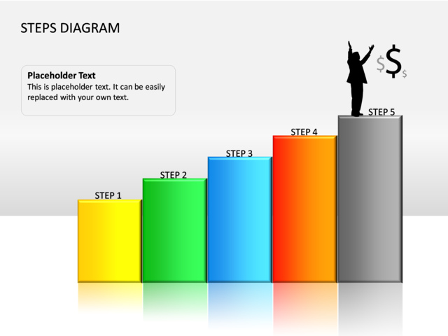 PowerPoint Slide - Steps Diagram - 3D - Multicolor - 5 Bars - cg-44 ...