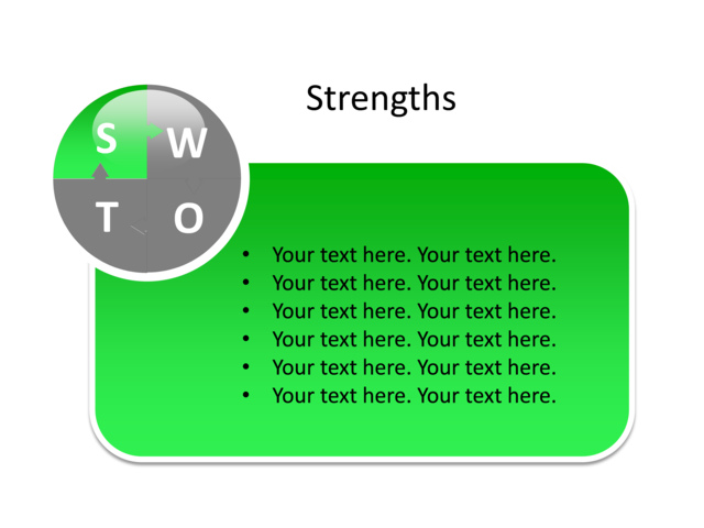PowerPoint Slide - SWOT Analysis Diagram - Green - Strengths - mp-289 ...