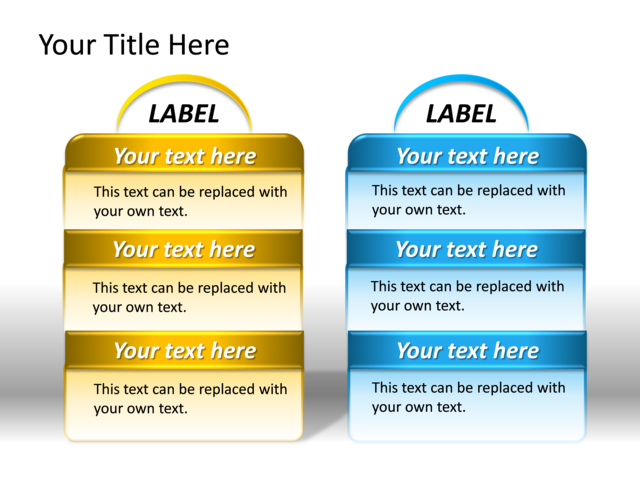 PowerPoint Slide - Text Box Diagram - 3D - 2 Sections - blue - TG568 ...