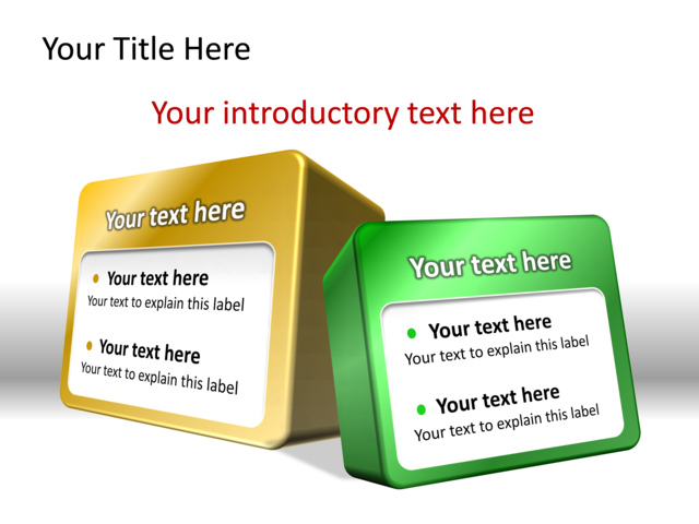 PowerPoint Slide - Text Box Diagram - 3D - 2 boxes - green - TG567 ...