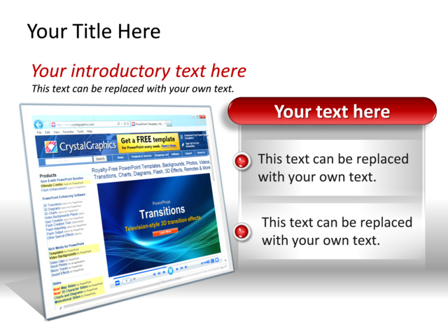 PowerPoint Slide - Text Box Diagram - 3D - 1 Box - red - TG579 ...