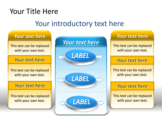 PowerPoint Slide - Text Box Diagram - 3 Sections - blue - TG569 ...