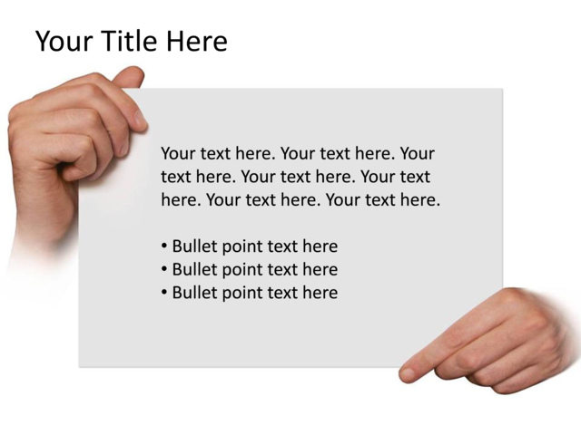 PowerPoint Slide - Text Box Diagram - Hands Image - Grey - 1 Box - mp ...