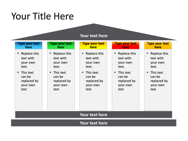PowerPoint Slide - Text Box Diagram - 5 arrows - Multicolor - PL318 ...