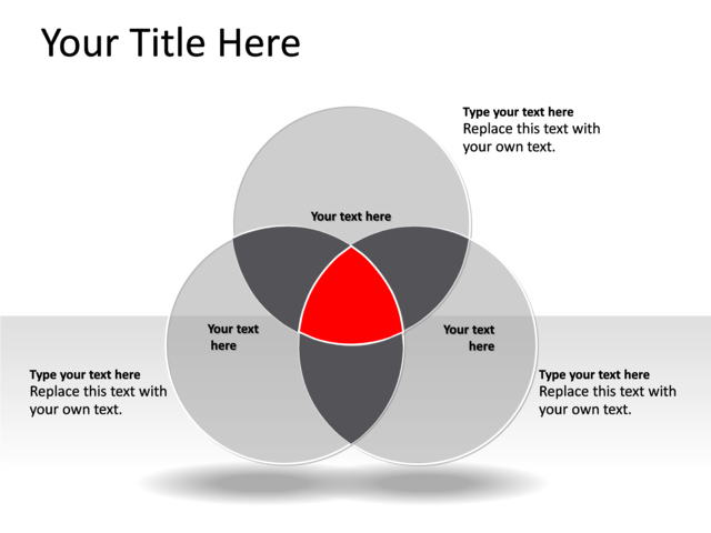 PowerPoint Slide Venn Diagram Red 3 Circles PL125 