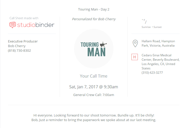 The Anatomy Of A Call Sheet How To Make A Call Sheet For Film And Tv