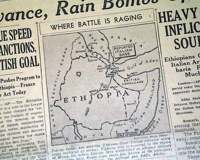 ITALY INVADES ETHIOPIA Benito Mussolini 1935 Newspaper | eBay