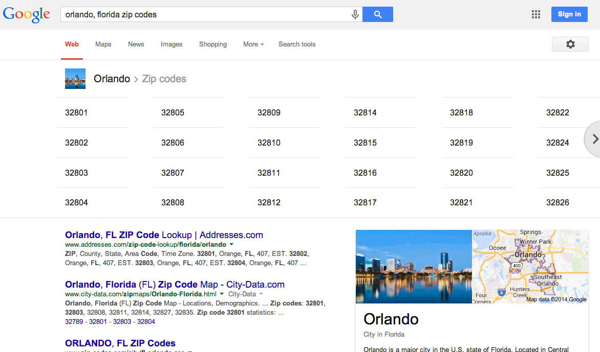 Google Zip Code Listings Now In Search Results