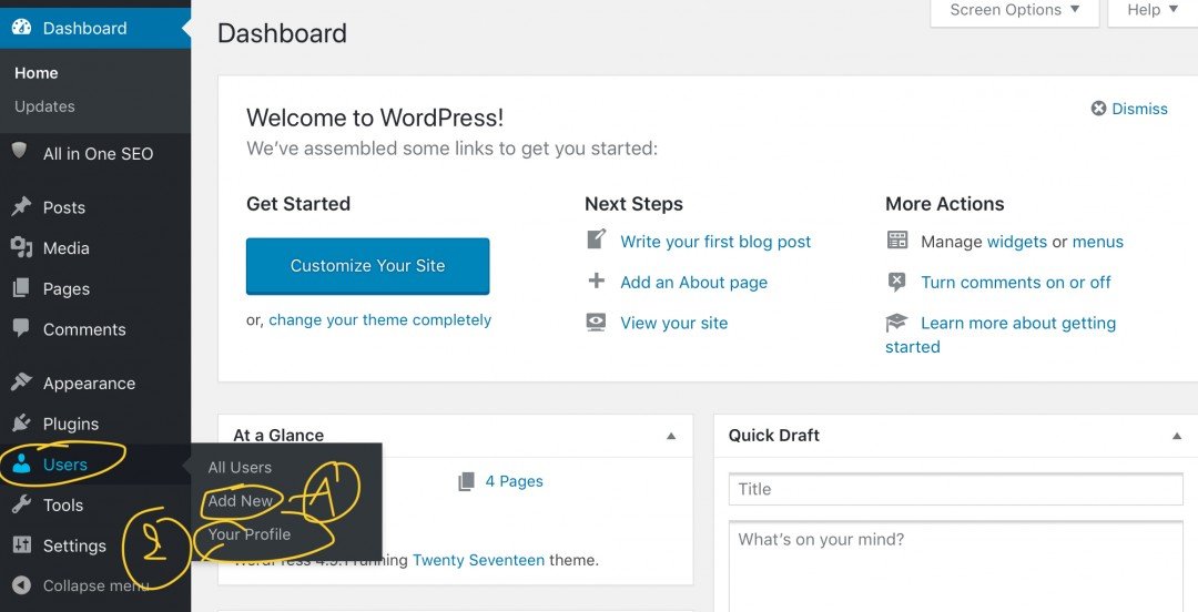 Your profile and users in Wordpress