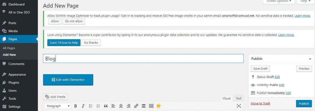 Creating a static page