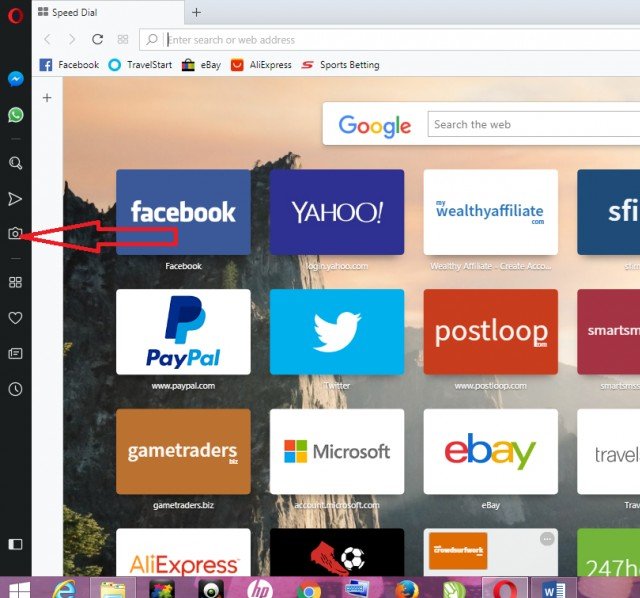 How to screenshot with OPERA Browser