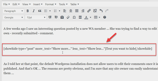 How to create a toggle effect to show & hide text in Wordpress posts ...