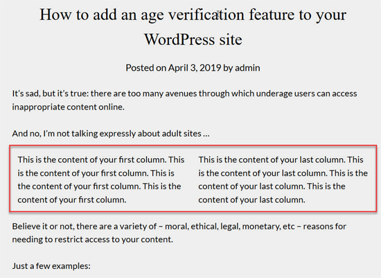 How to create multi-column content using the Classic Editor (no HTML required)