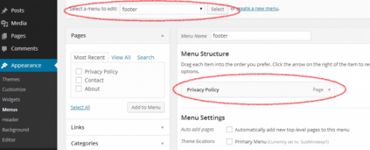 How to create a Footer menu