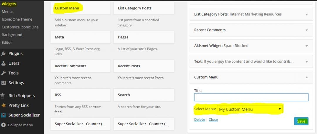 Creating Custom Menus For Widgets