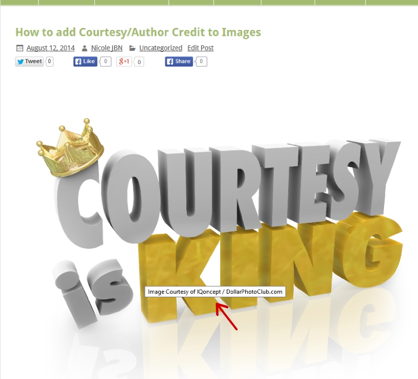 How to add Author Courtesy to Images