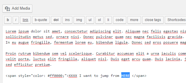 How to Create Page Jumps aka Anchor Text on the same page in WordPress