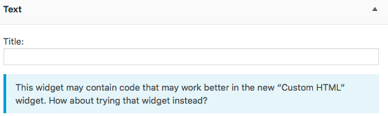 How To Change your Text Widget to the Custom HTML Widget