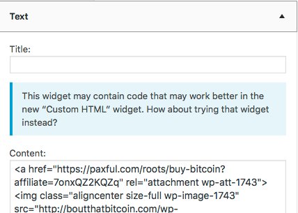 How To Change your Text Widget to the Custom HTML Widget