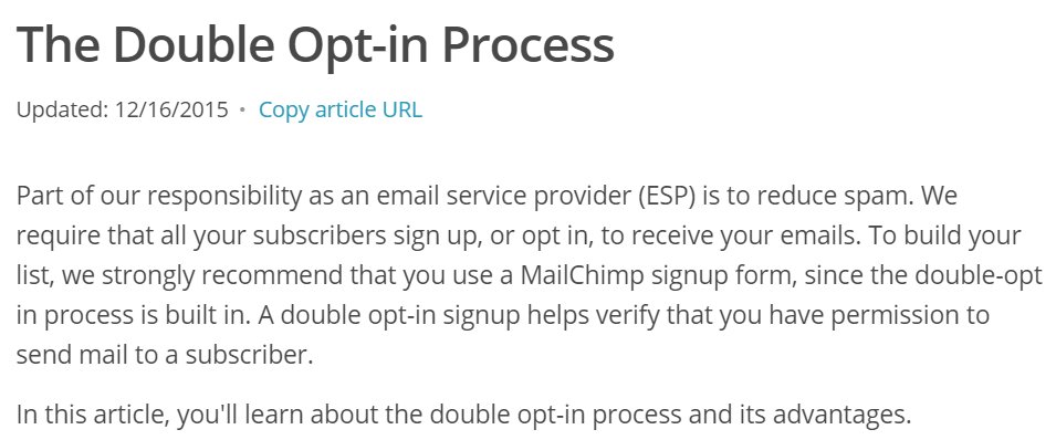 Double Opt In email list