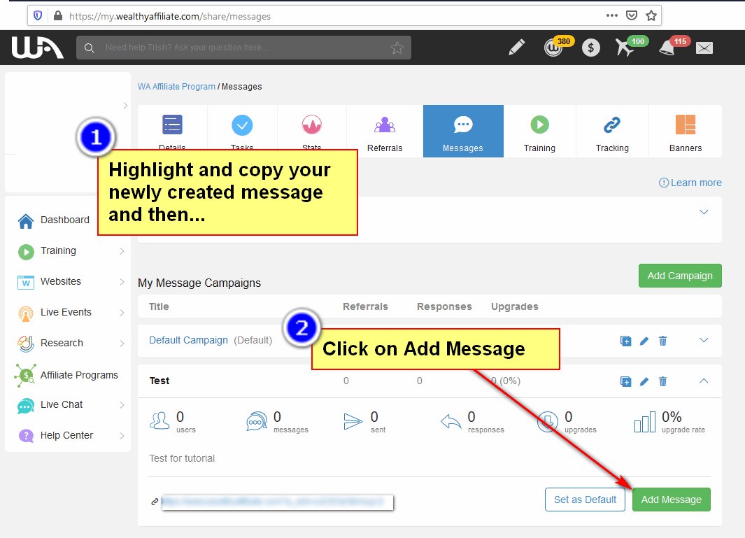 How to Set Up Customized Messages for WA Referrals