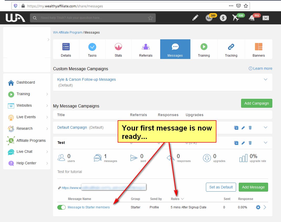 How to Set Up Customized Messages for WA Referrals