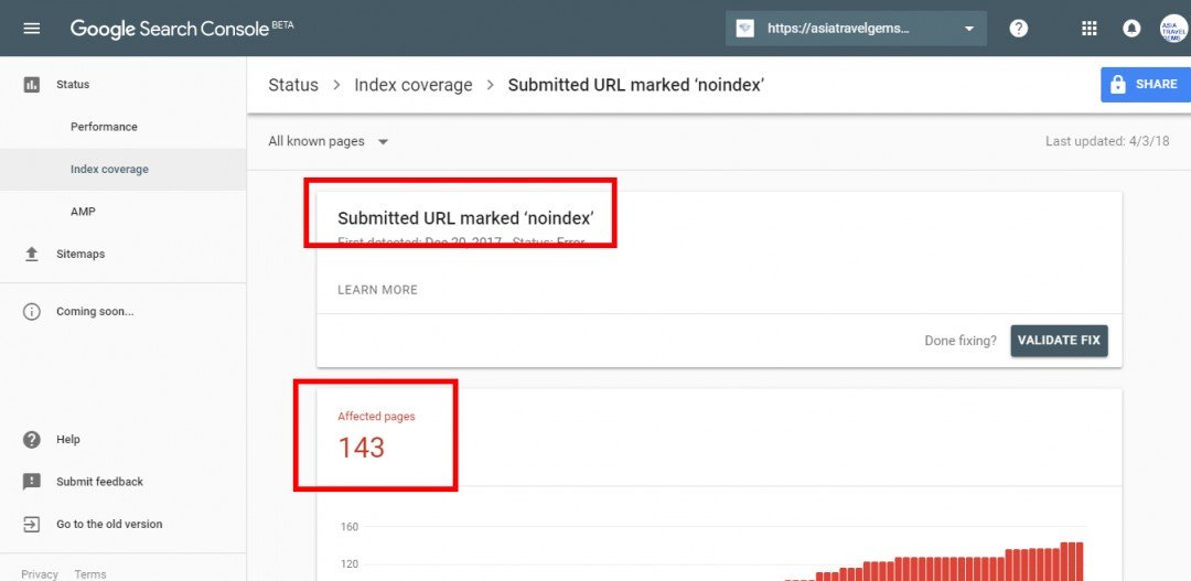 How To Resolve 'Submitted URL marked 'noindex'