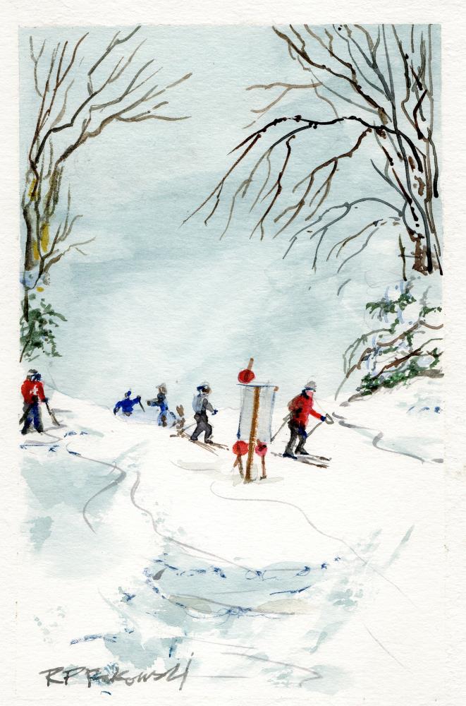 Skiing Page 1 | Ron Rakowski Watercolors | Geo Galleries