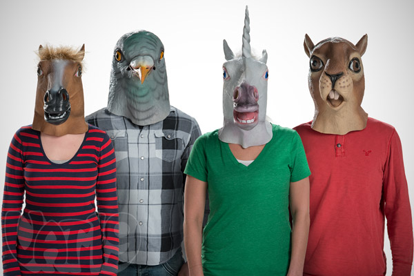 Creepy Animal Head Masks: Latex Horse, Squirrel, Pigeon, and Unicorn masks