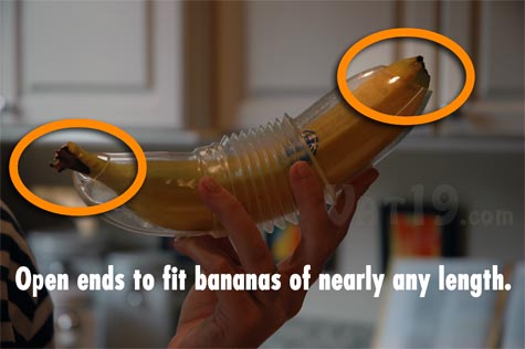 Banana Bunker: Plastic protector prevents bruised bananas.