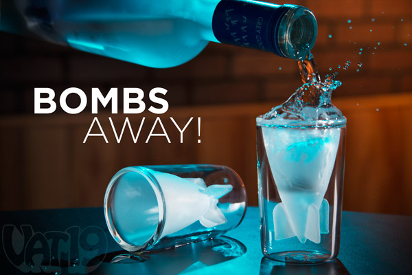 Bombs Away Shot Glasses with frosted missile-like interior