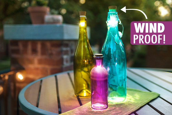 Bottle Lights: USB Rechargeable lights turn bottles into lamps