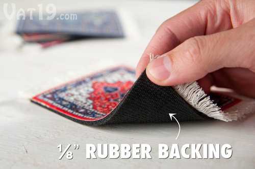 CoasterRugs: Washable, colorfast, and absorbent coasters with rug designs.