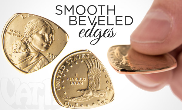 Golden Dollar Coin Guitar Pick: Made from a Sacagawea dollar coin.