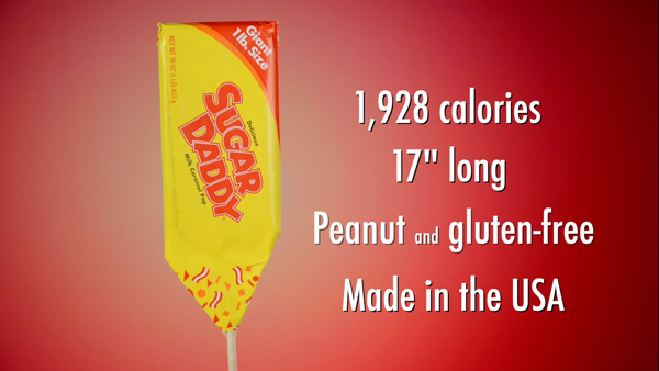 Giant 1-lb Sugar Daddy: Enormous milk caramel lollipop.