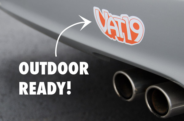 Vat19.com Sticker: Indoor/Outdoor Die-Cut Sticker of Vat19 Logo