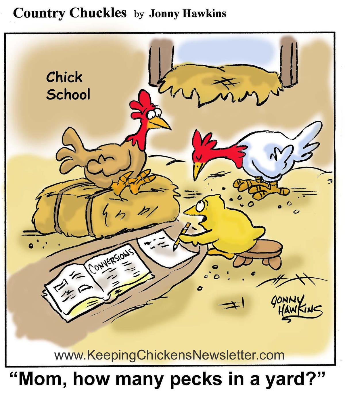 Chick School (Cartoon) by Jonny Hawkins | Keeping Chickens Newsletter