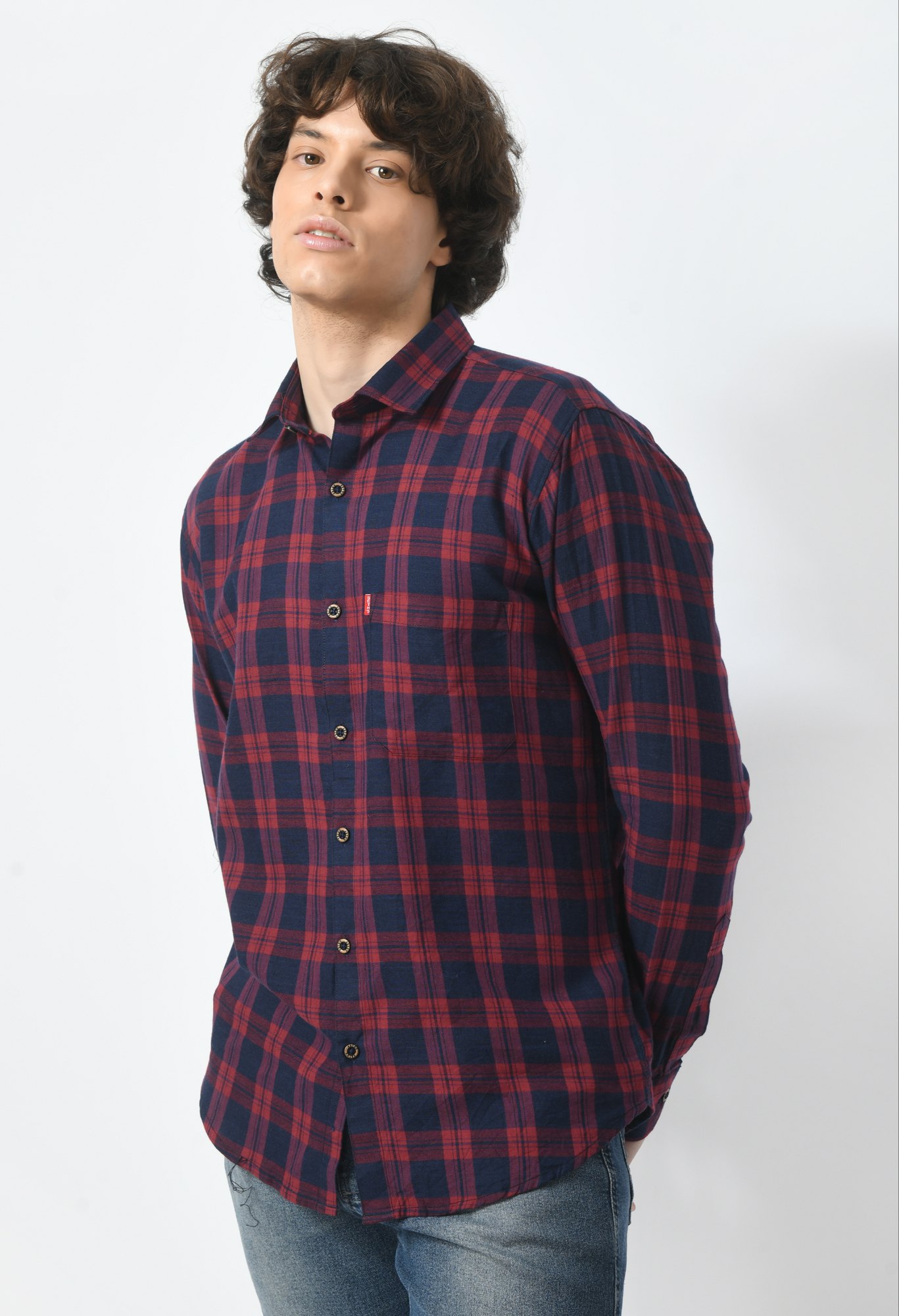 Cotton Medium Checks Men Red Check Shirt, Full Sleeves, Casual at Rs ...